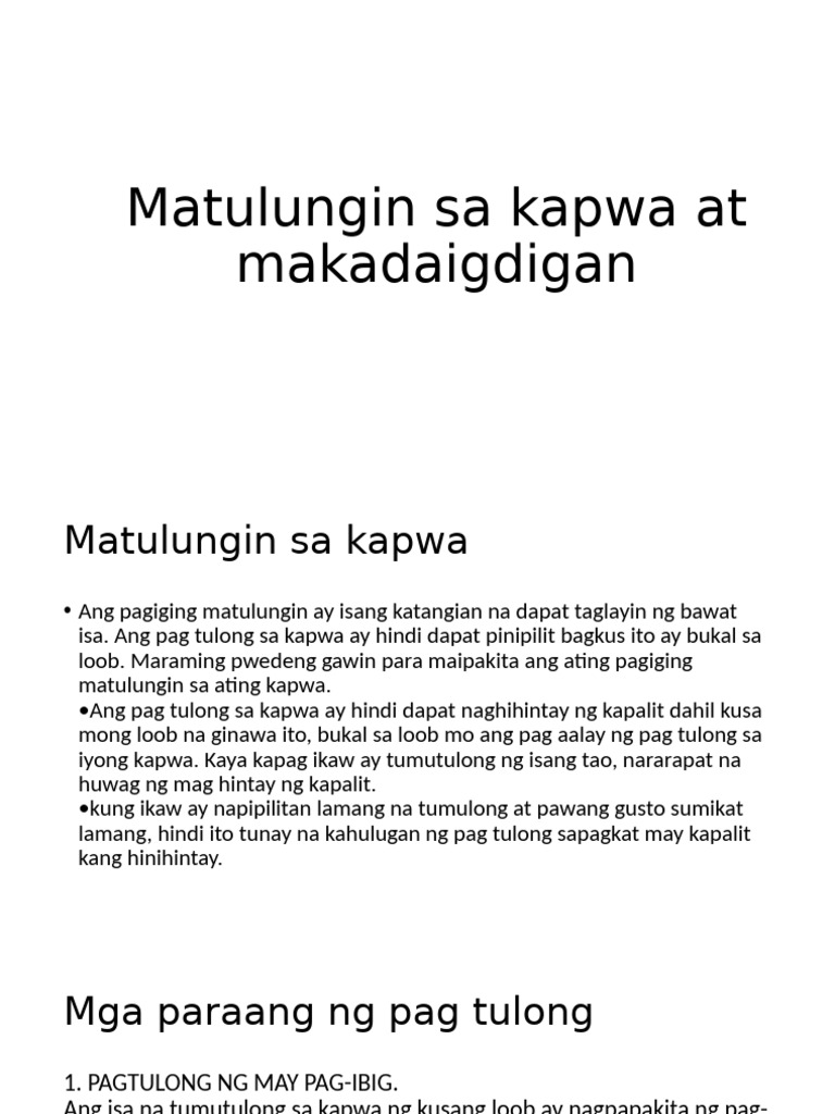 Matulungin Sa Kapwa at Makadaigdigan | PDF