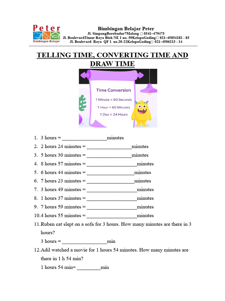 Converting Time, Draw, PM or Am BEN & PUSPITA | PDF
