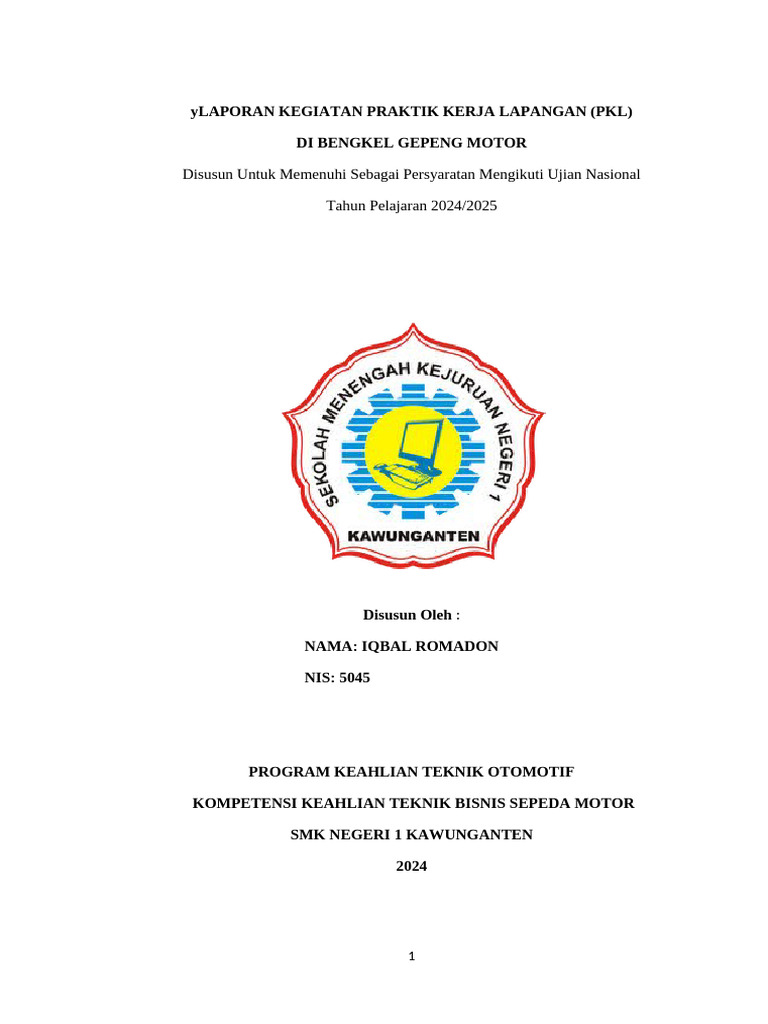 Format Laporan PKL Iqbal Romadon 1 2 | PDF