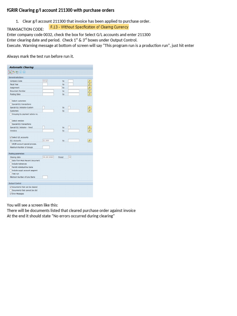 GRIR Clearing Acct 211300 | PDF