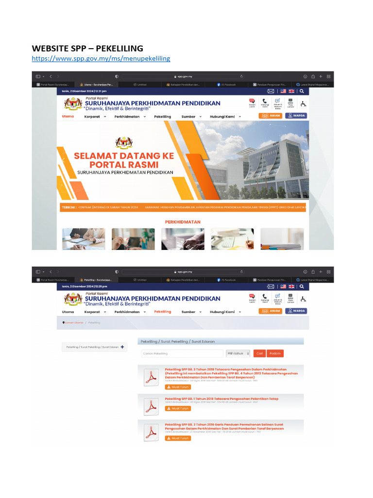 1 Laman Sesawang - Website SPP | PDF