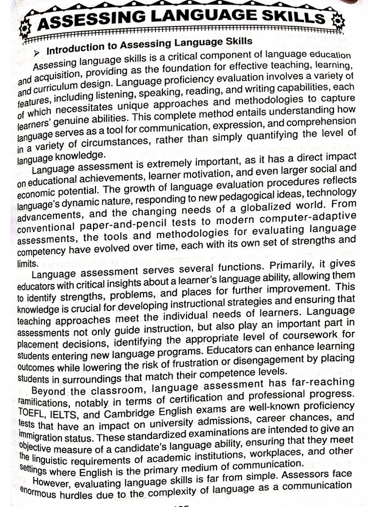 Assessment of Language Skill-1 | PDF