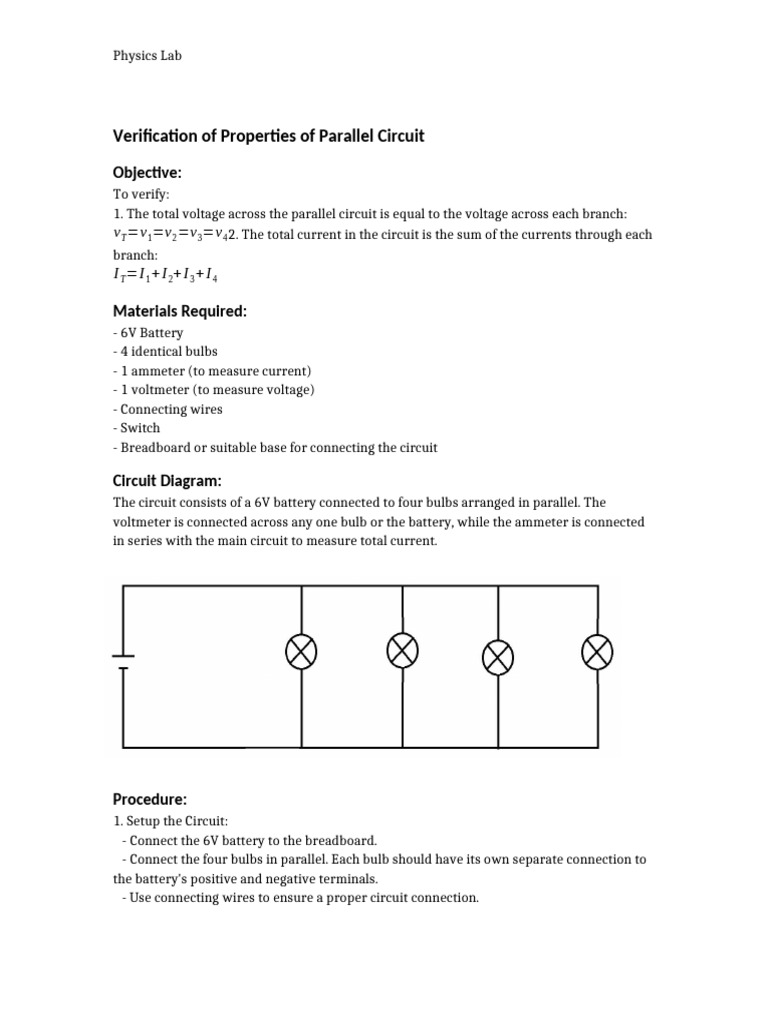 Verification of Parallel Circuit | PDF | Series And Parallel Circuits | Voltage