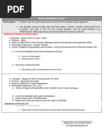 Work Experience Sheet Template | PDF