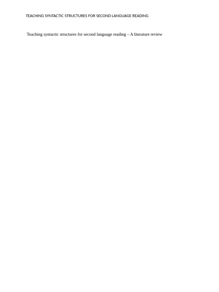 Syntactic Structures in L2 Reading Comprehension | PDF | Clause | Syntax