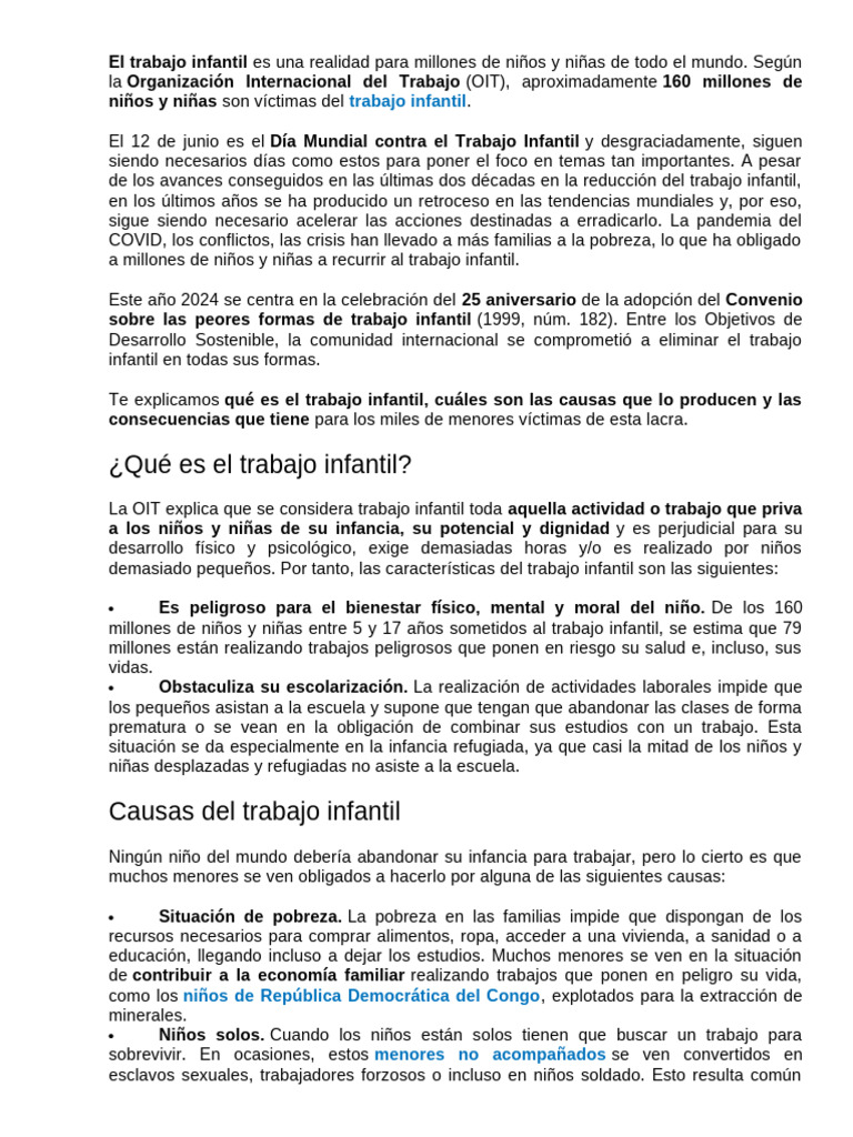 Trabajo Infantil: Causas y Consecuencias | PDF | Trabajo infantil ...