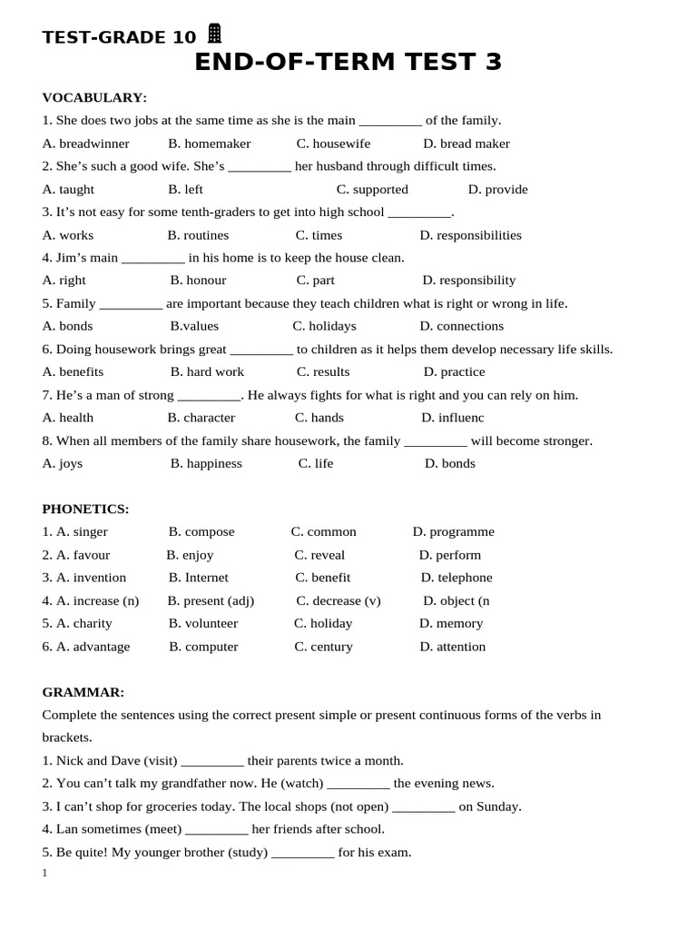 End of Term Test 3 Grade 10 | PDF | Vaccines | Vaccination
