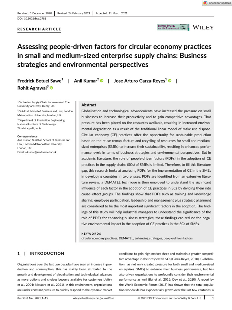Assessing People-driven Factors for Circular Economy Practices | PDF ...
