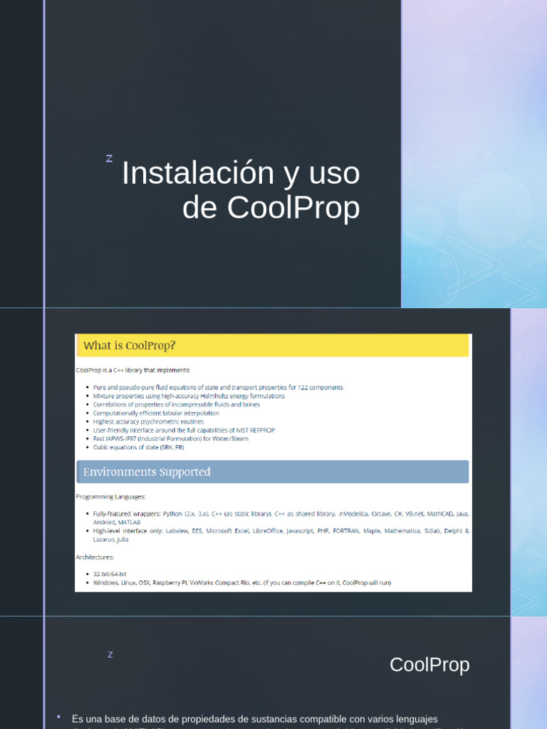Instalación y Uso de CoolProp | PDF | Python (lenguaje de programación) | Software