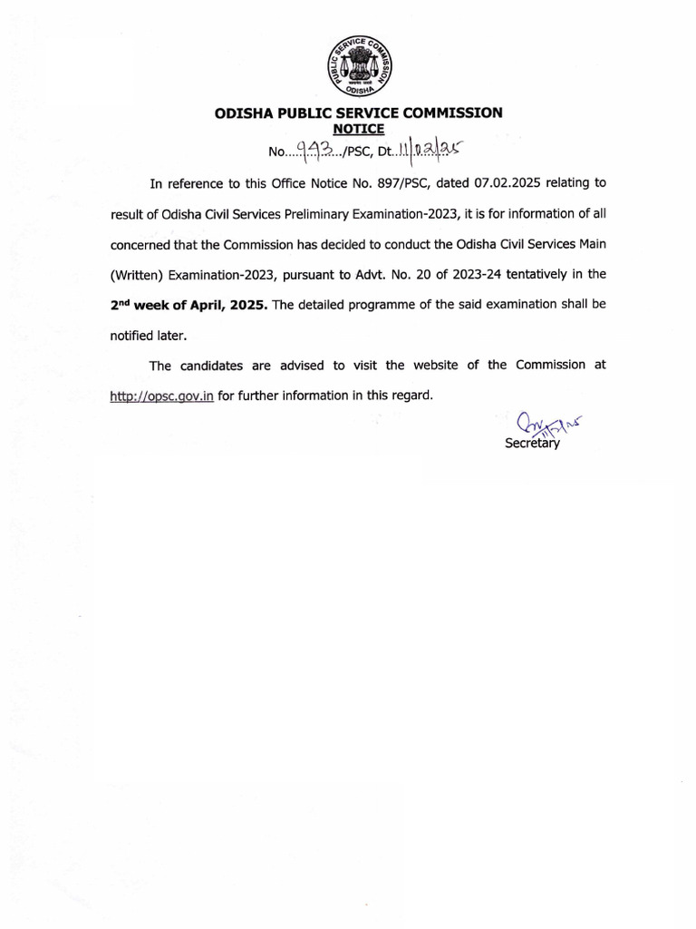 202324_ocs_main_exam_notice | PDF