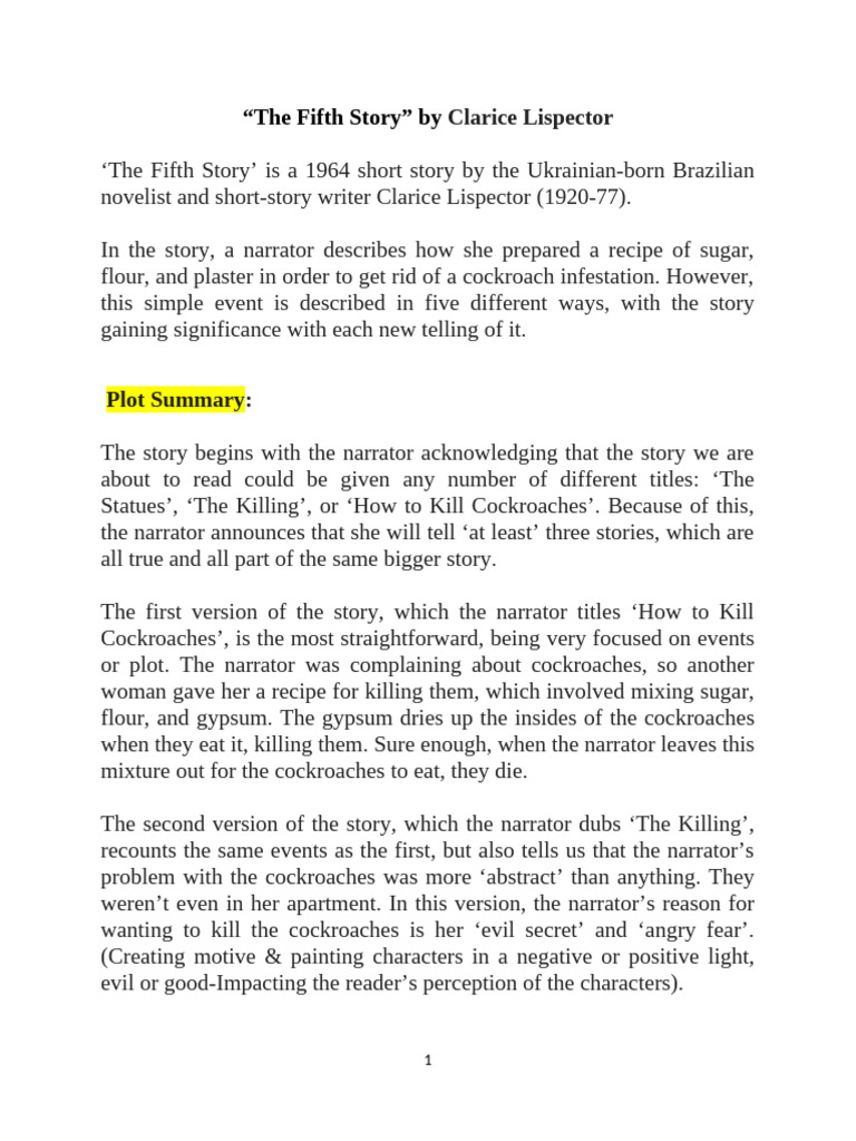 Metafiction in Lispector's Fifth Story | PDF | Narration | Narrative