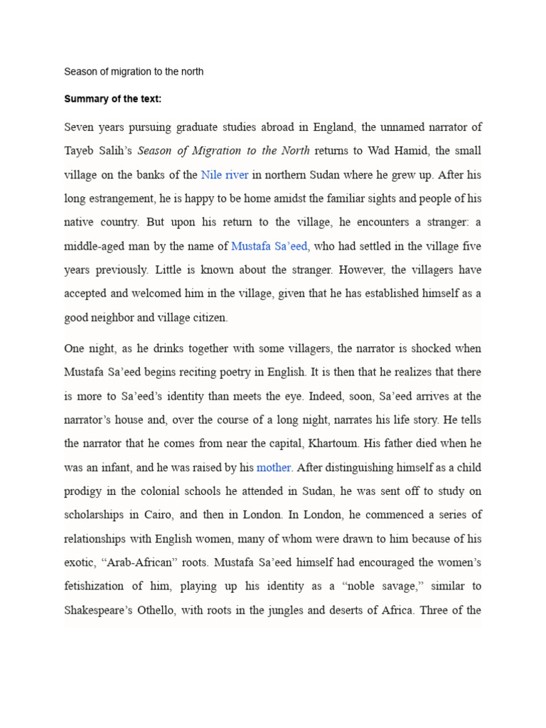 Season of Migration To The North | PDF