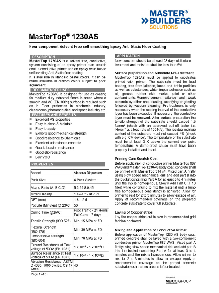 MasterTop 1230 AS v1 | PDF | Concrete | Epoxy