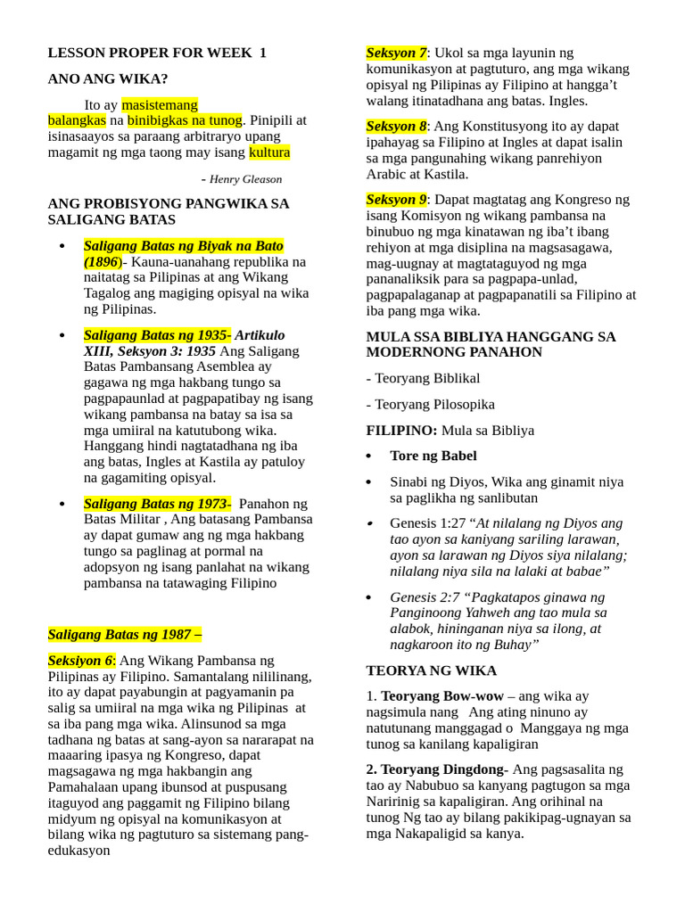 Lesson Proper For Week 1 | PDF