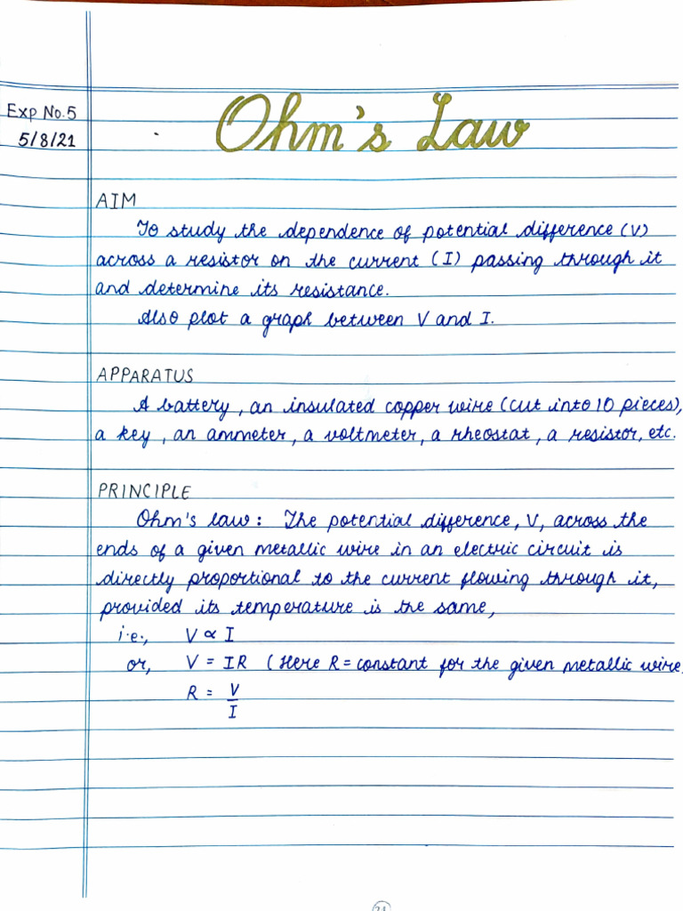 Exp 5 Ohm's Law | PDF