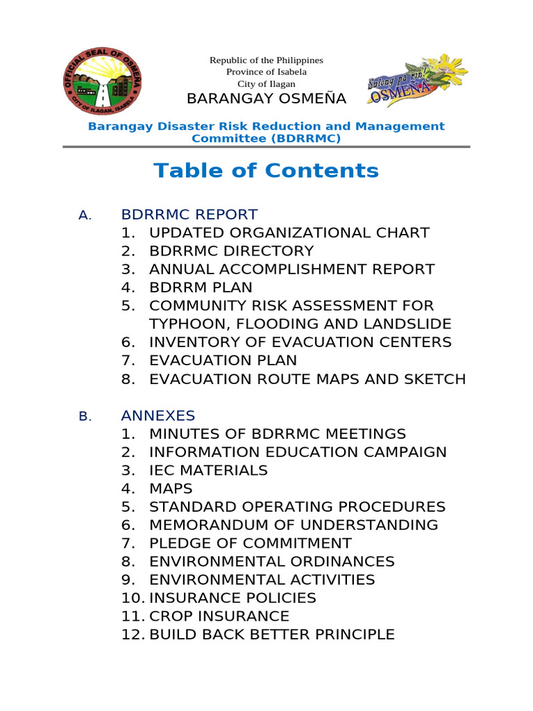 BDRRMC Folder 2023 | PDF | Emergency Evacuation | Emergency Management