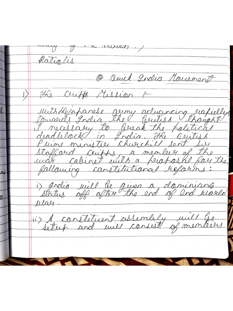 class 10 notes on history quit India ,crips movement | PDF