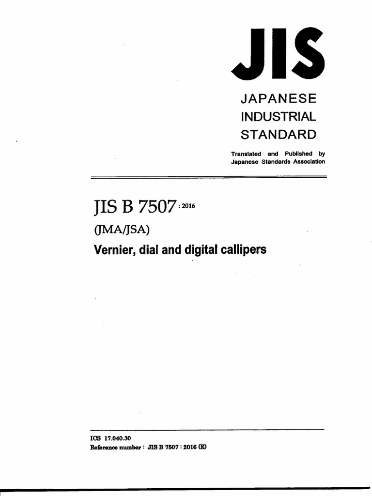 JIS B 7507 (2016) - Vernier, Dial and Digital Calipers | PDF