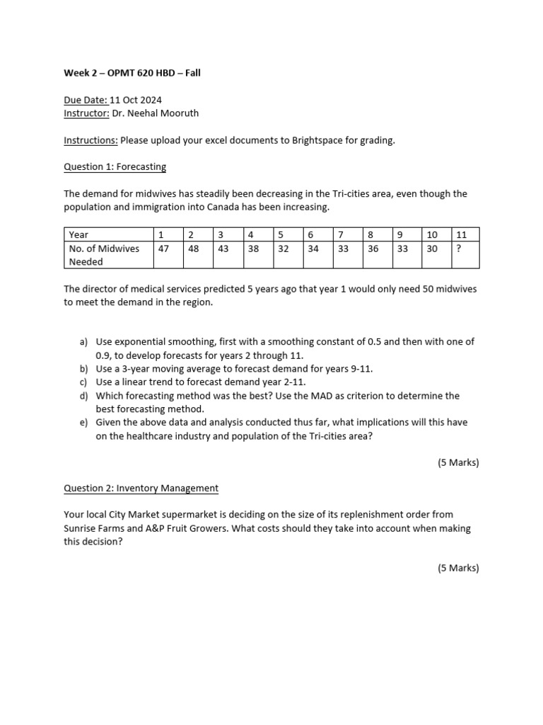 Week 2 - Forecasting Exercise-1 | PDF