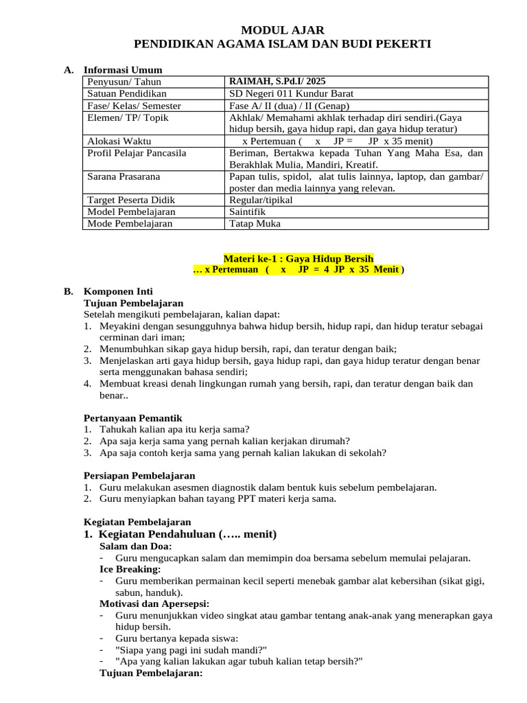 Gaya Hidup Bersih, Rapi, dan Teratur | PDF