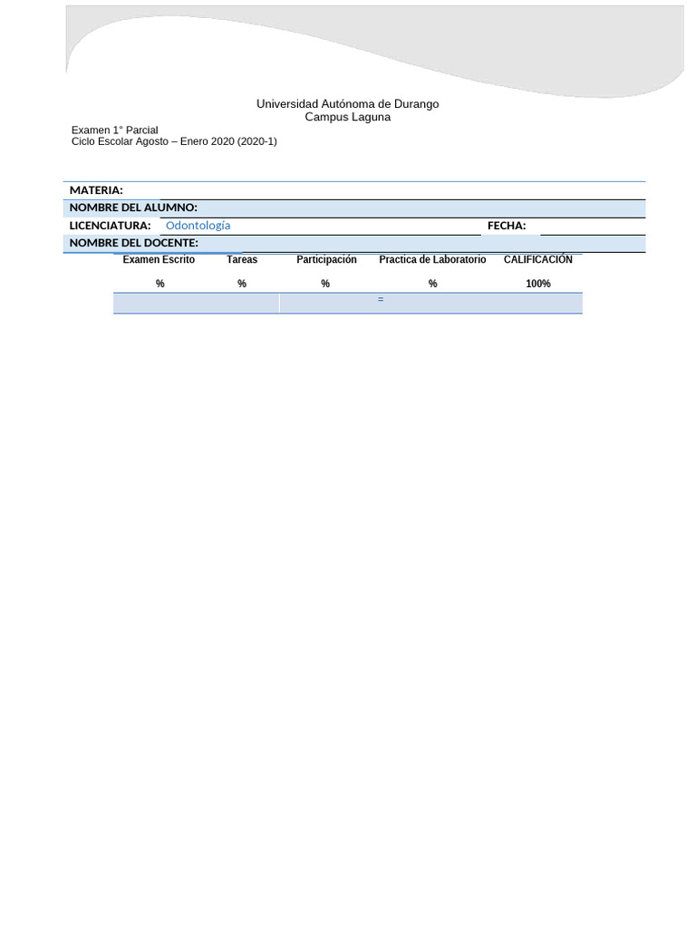 Formato de Examen | PDF