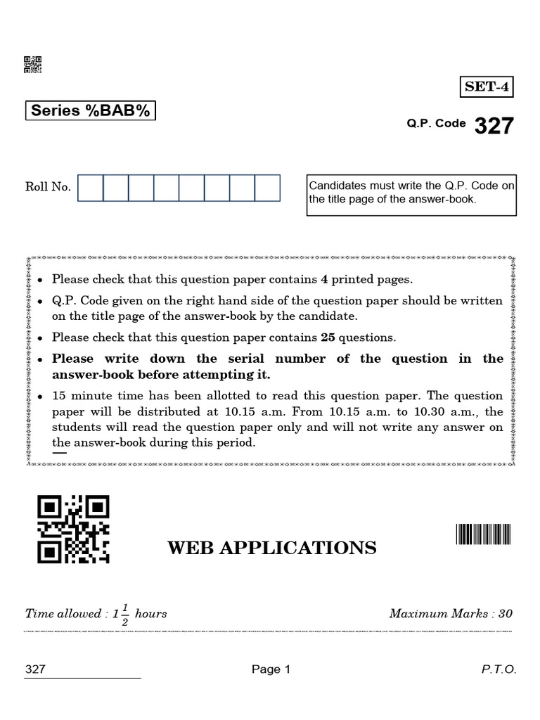 Web Applications Exam Guide Class 12 | PDF