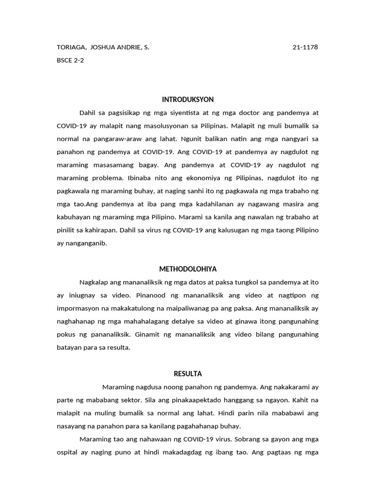 FILKOM1100_HULING PAGSUSULIT_BSCE2-2_TORIAGA, JOSHUA ANDRIE, SALVADOR | PDF