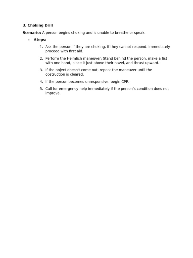 Choking Emergency Response Drill | PDF
