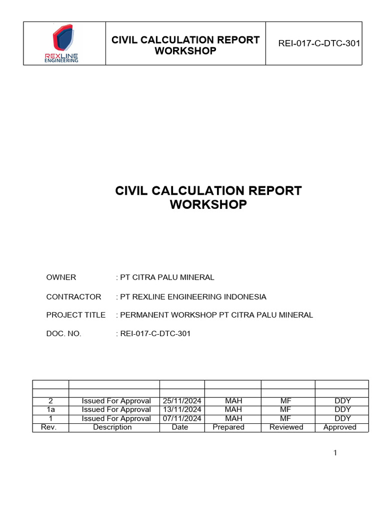 Civil Calculation Report for Workshop | PDF | Concrete | Structural Steel