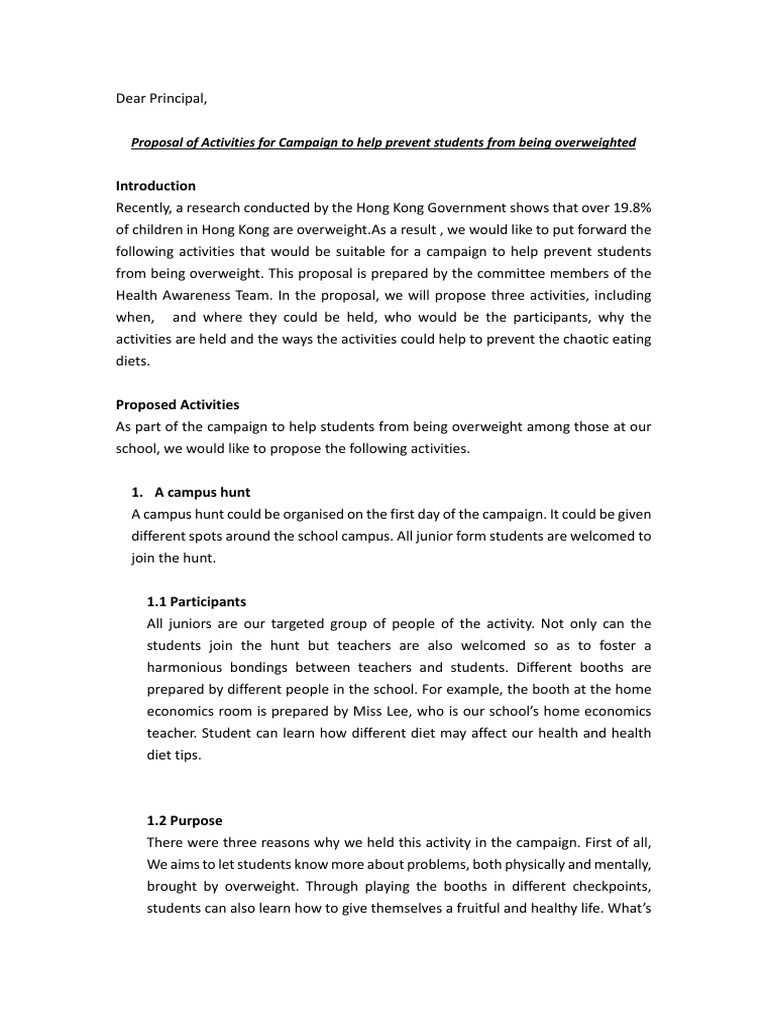 School Health Campaign Proposal | PDF | Nutrition | Diet & Nutrition