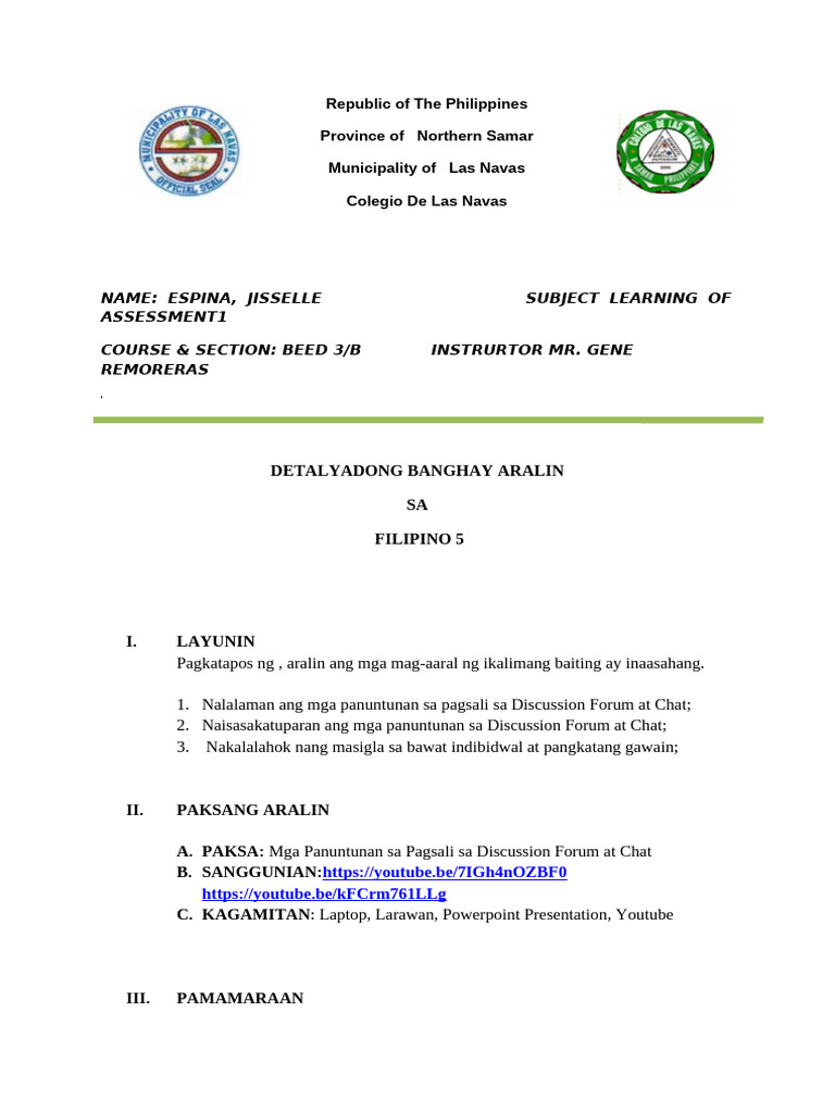 Detalyadong Banghay Aralin Sa Filipino 5 | PDF
