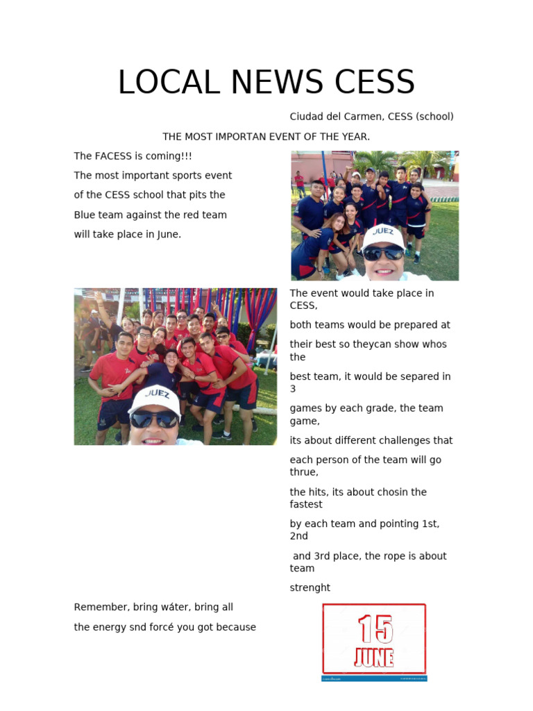 FACESS Sports Event at CESS School | PDF