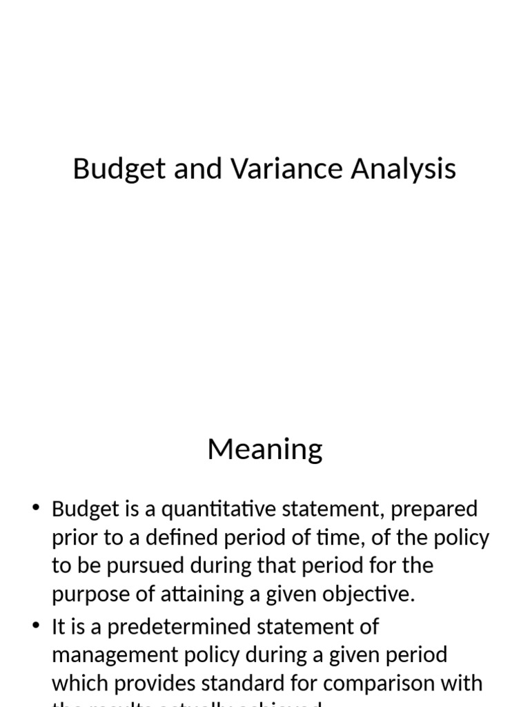 Budget and Variance Analysis | PDF