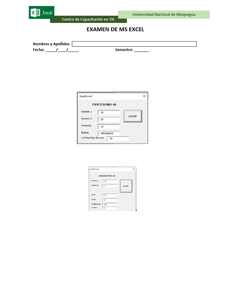 Ex Amen Excel | PDF | Aritmética