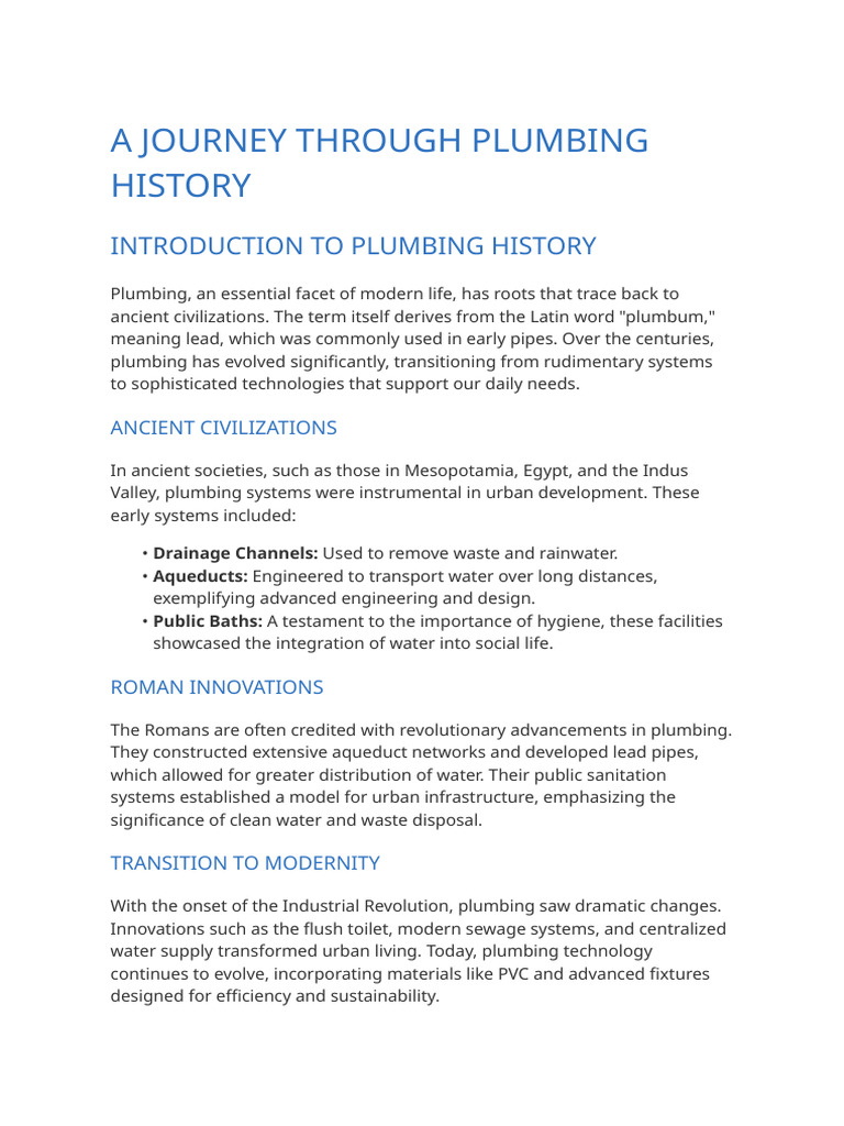 Evolution of Plumbing Through History | PDF | Plumbing | Sanitation