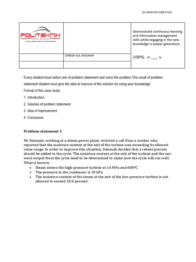 PPE 3 Case Study | PDF | Power Station | Steam