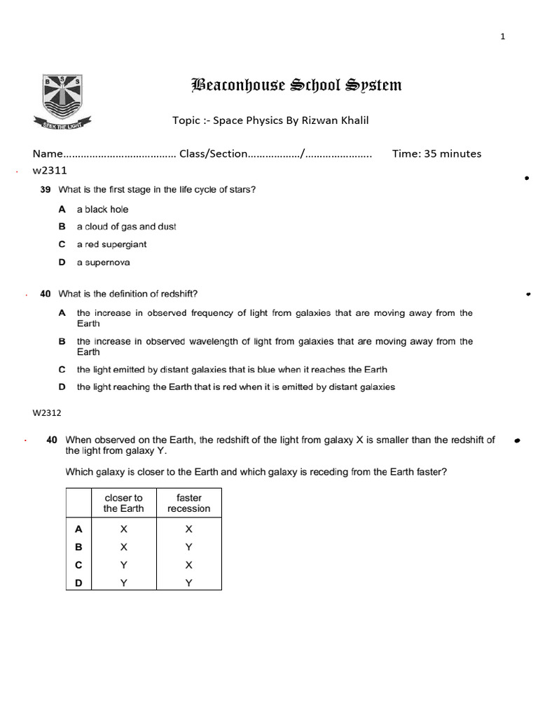 Space Physics Curriculum Overview | PDF