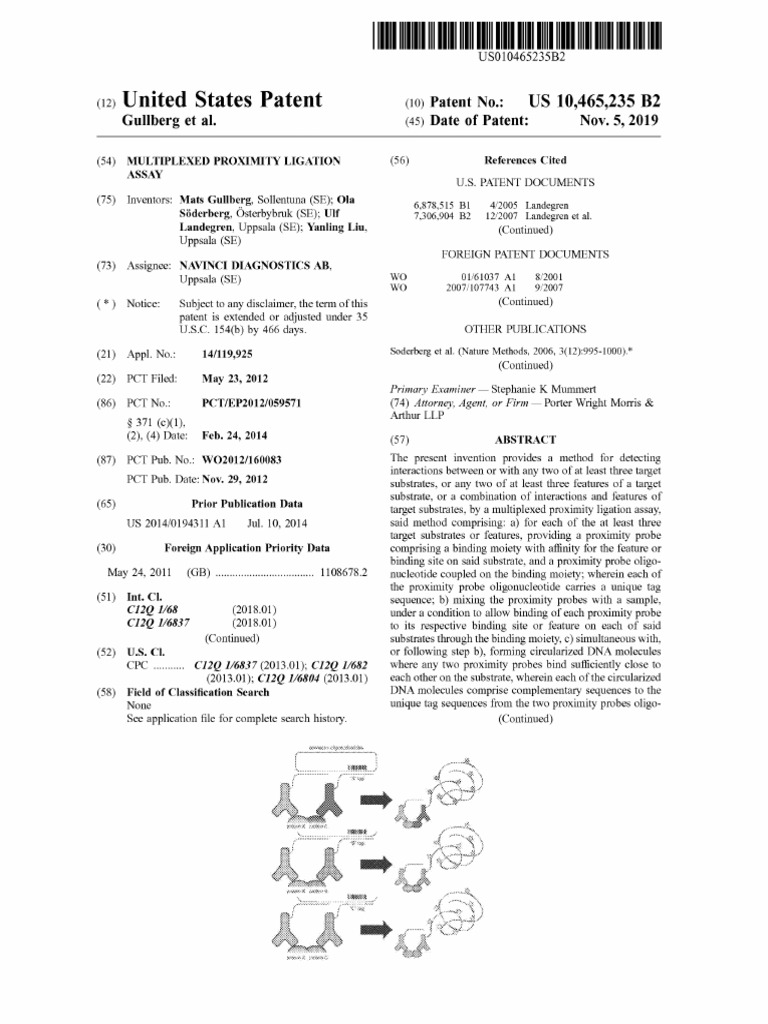 US10465235 - Multiplexed Proximity Ligation Assay | PDF | Oligonucleotide | Dna Sequencing