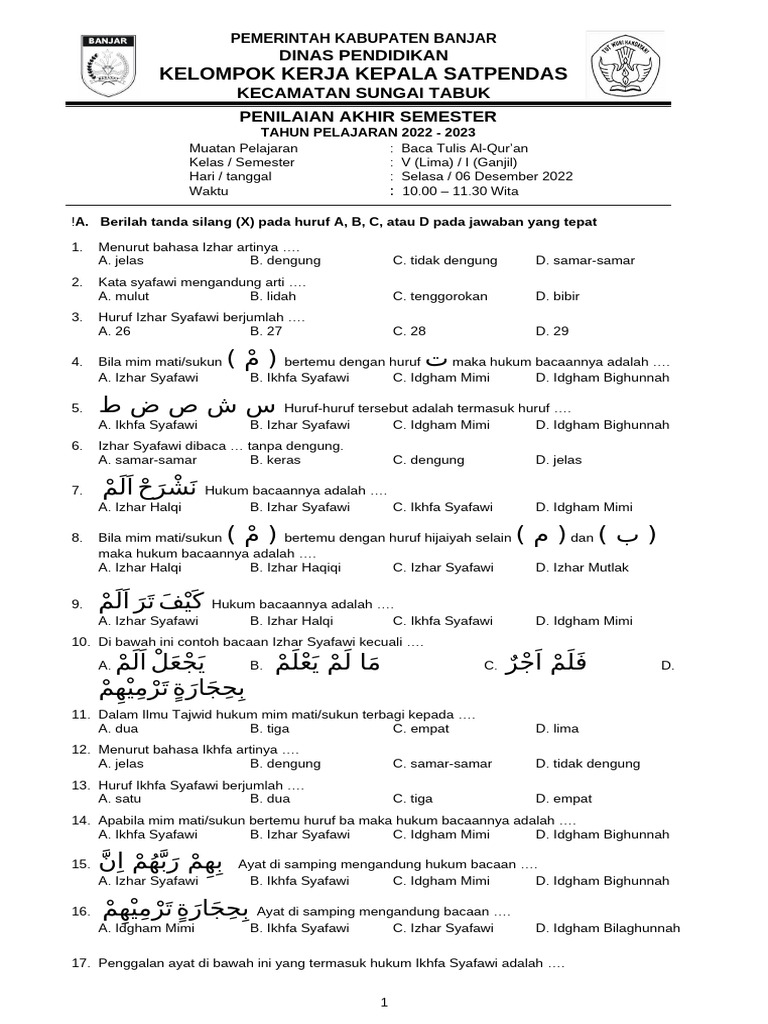 Soal Bta Kelas 5 | PDF