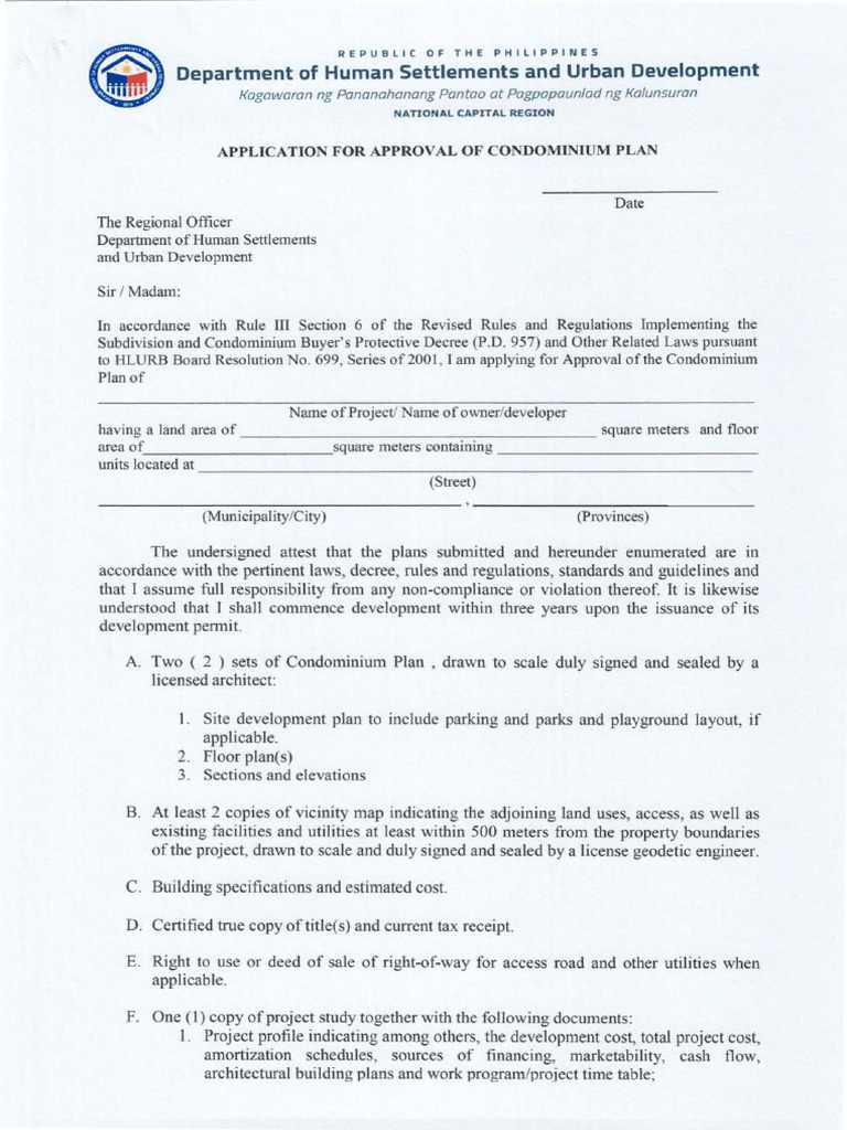 Application For Approval of Condominium Plan (Development Permit) | PDF | Taxes