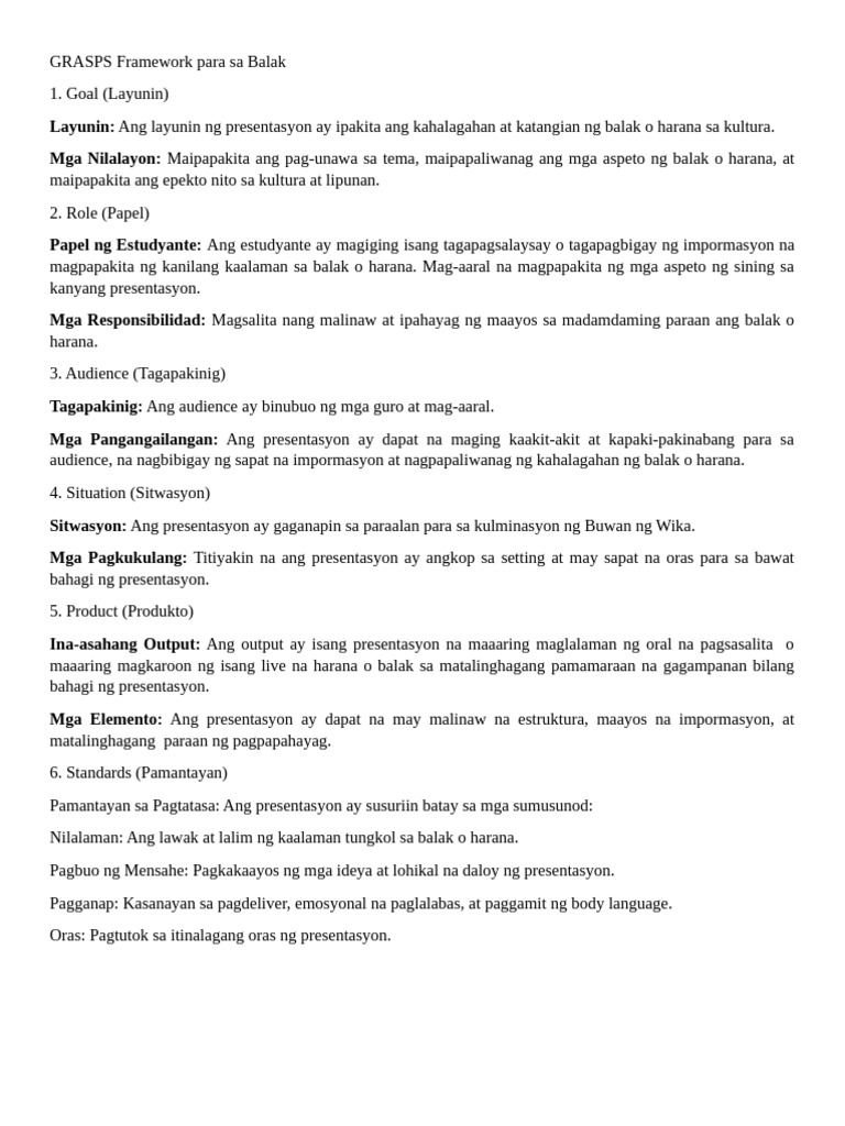 GRASPS Framework Para Sa Balak o Harana | PDF