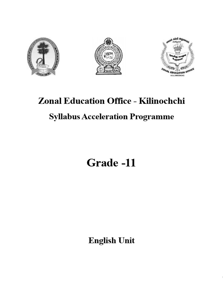 English - Grade 11 - Syllabus Acceleration Program - Kilinochchi - 2021 ...