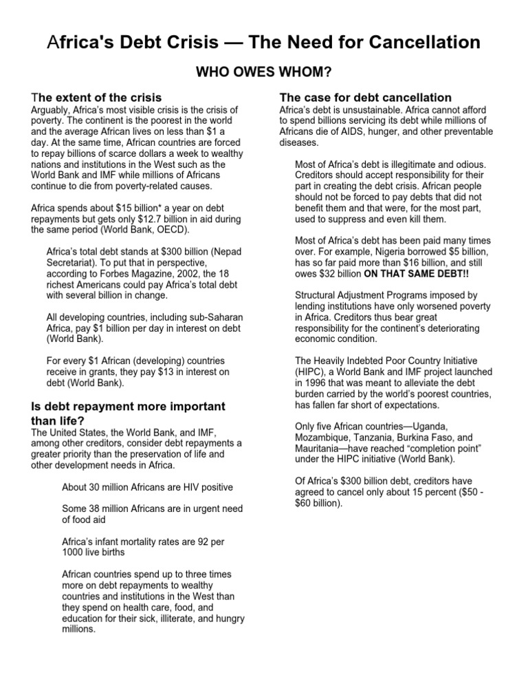 Africa Sdebtcrisis | PDF | Heavily Indebted Poor Countries | Debt