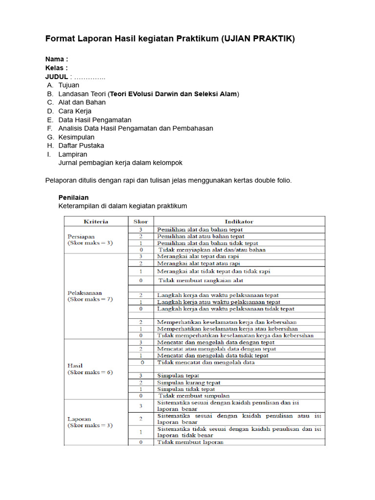 Format Laporan - Ujian Praktik | PDF