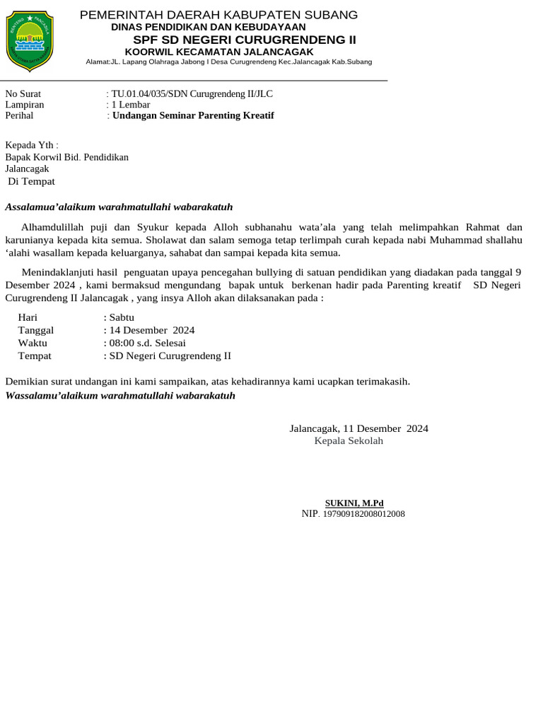 Undangan Parenting Korwil | PDF