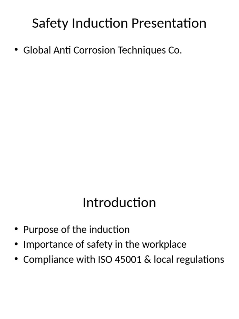 Safety Induction Presentation | PDF