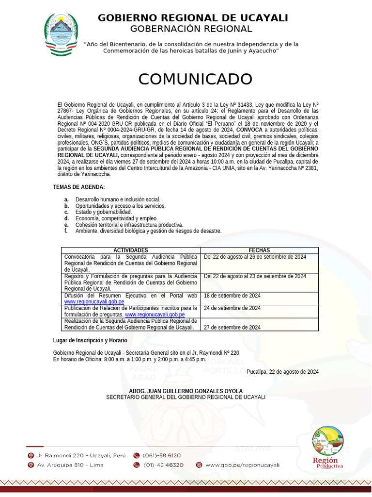 Comunicado 1 | PDF | Gobierno