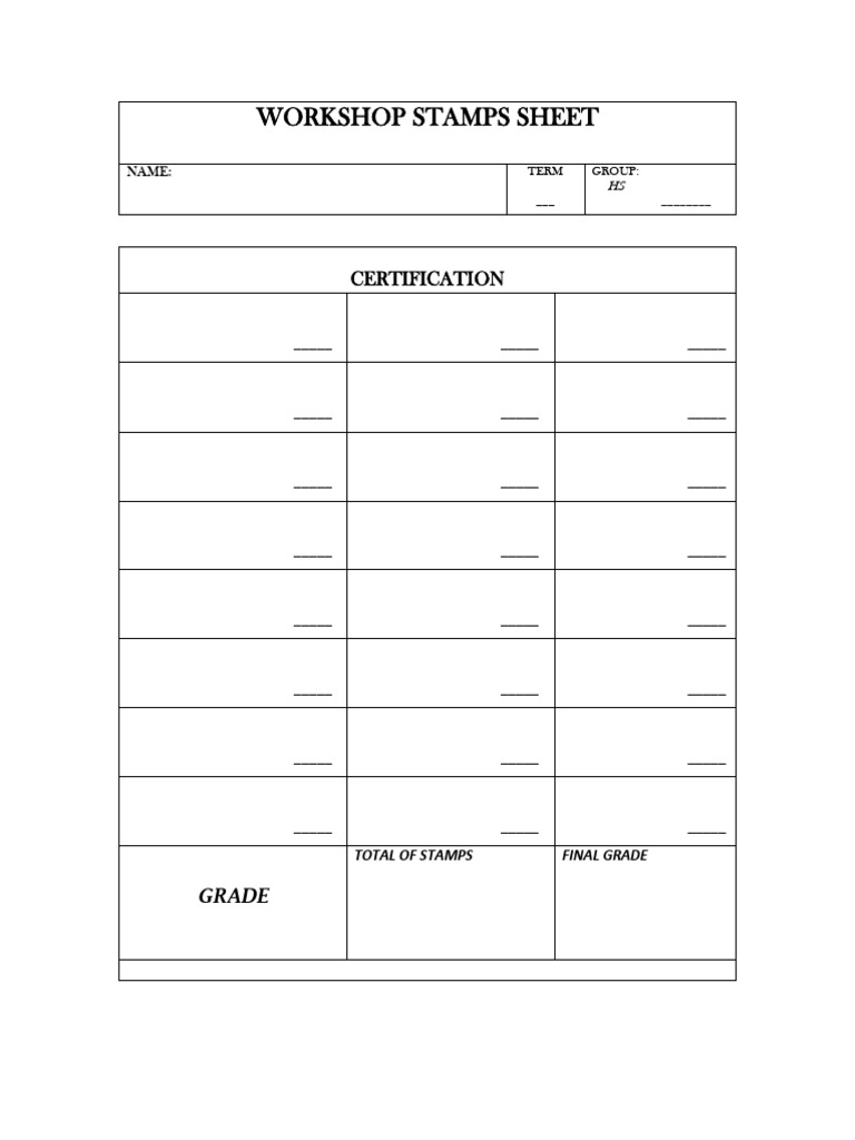 SH24 Tracking Workshop Stamps Sheet | PDF