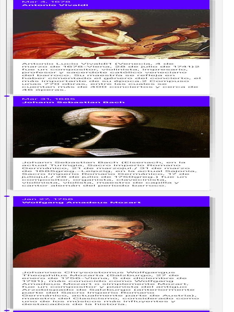 Grandes Músicos y Compositores de La Historia Timeline Timetoast | PDF