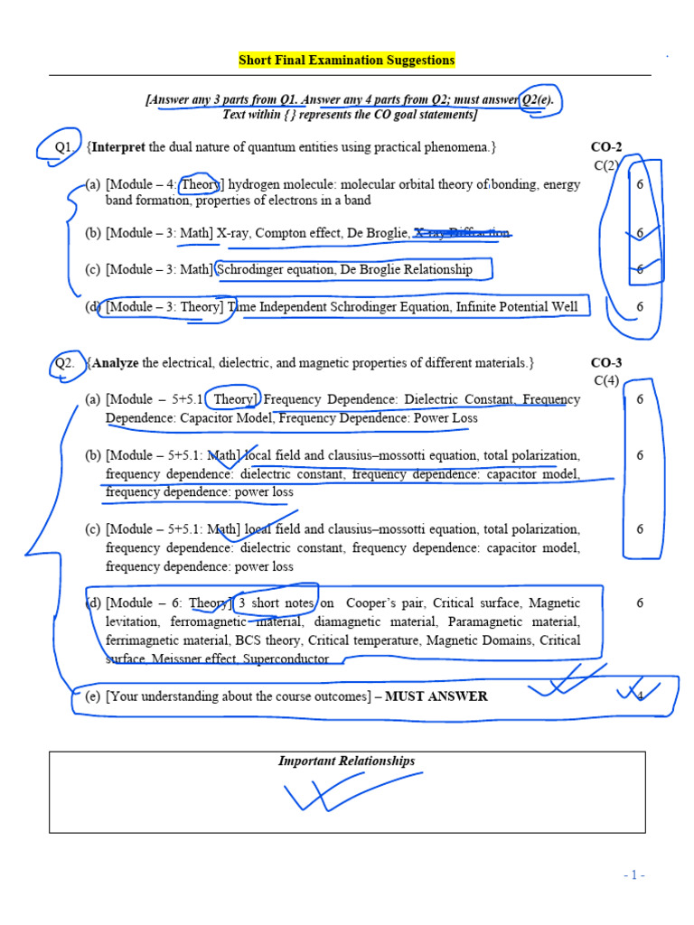 Final Question Pattern and Short Suggestions-Annotated | PDF ...